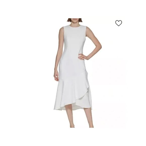 Calvin Klein | Dresses | Calvin Klein Womens White Lined Asymmetrical ...